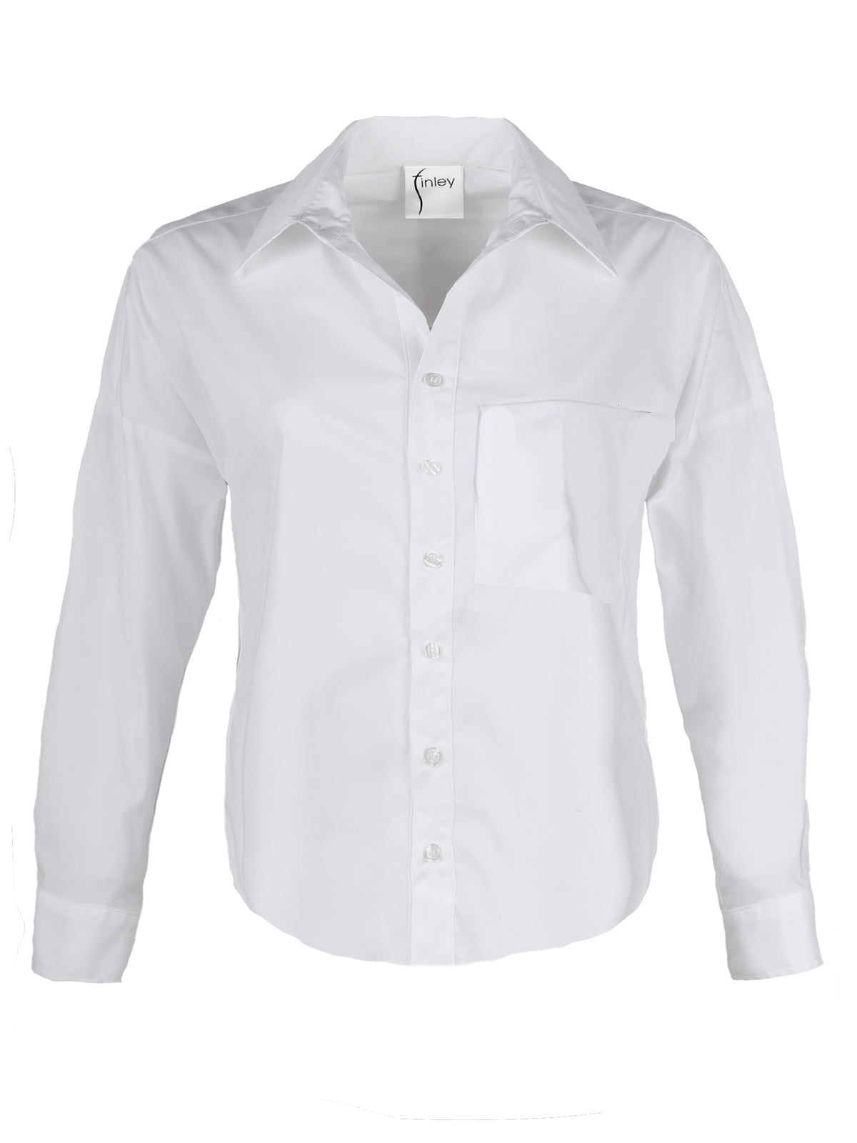Andie | Button-Down Cropped White Poplin Shirt | Finley Shirts