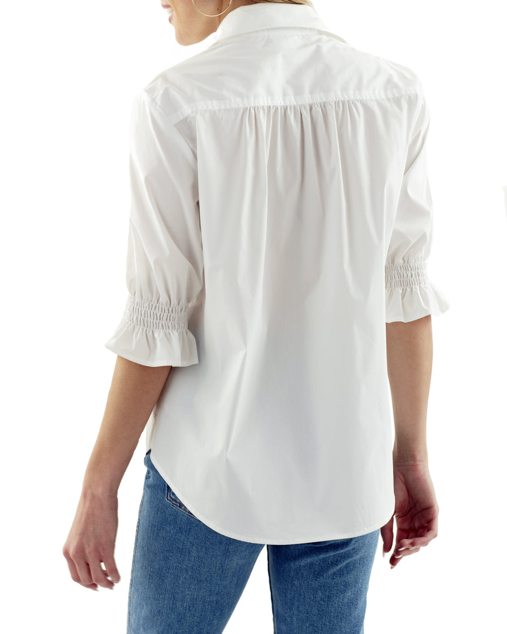 Sirena | Puff Sleeve Poplin Button Down Black Blouse | Finley Shirts